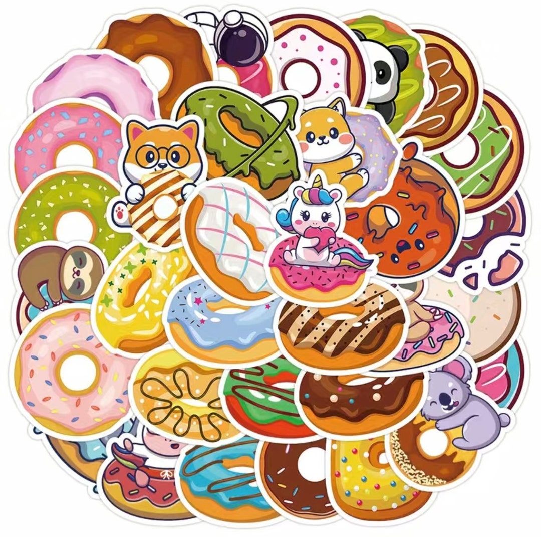Kawaii Donuts Stickers, Cute Snack Stickers Decals for Journaling and ...