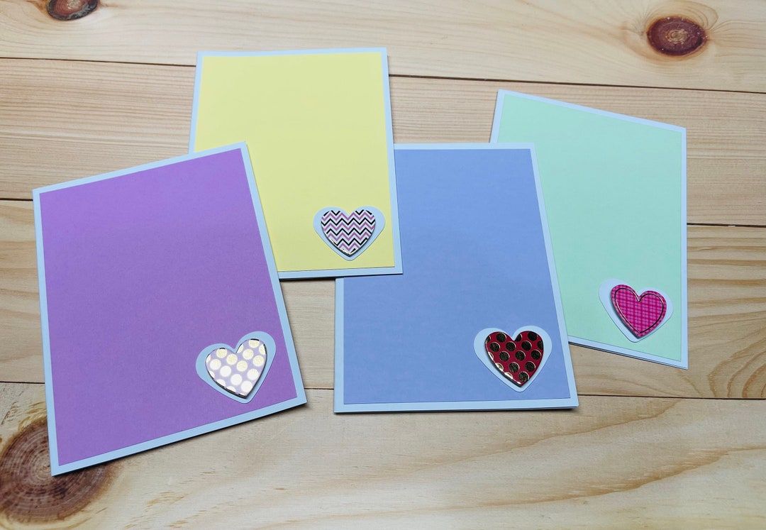 Heart Note Cards, Valentine’s Day, Set of 4, Blank Note Cards, Handmade ...