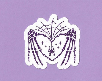 Skull & Bones Heart Sign Sticker Skeleton Heart Hands Sticker Water ...