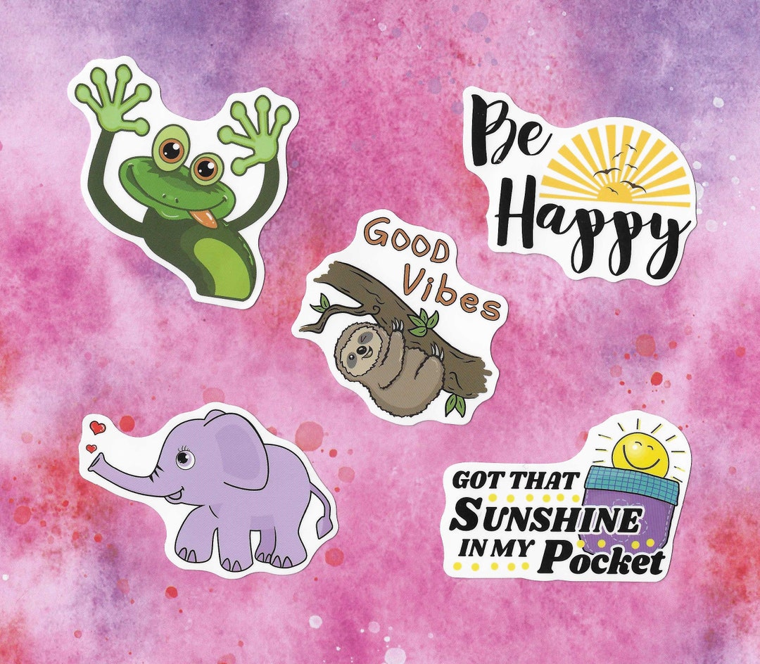 Be Happy Sticker, Good Vibes Sticker, Elephant Sticker, Frog Sticker ...