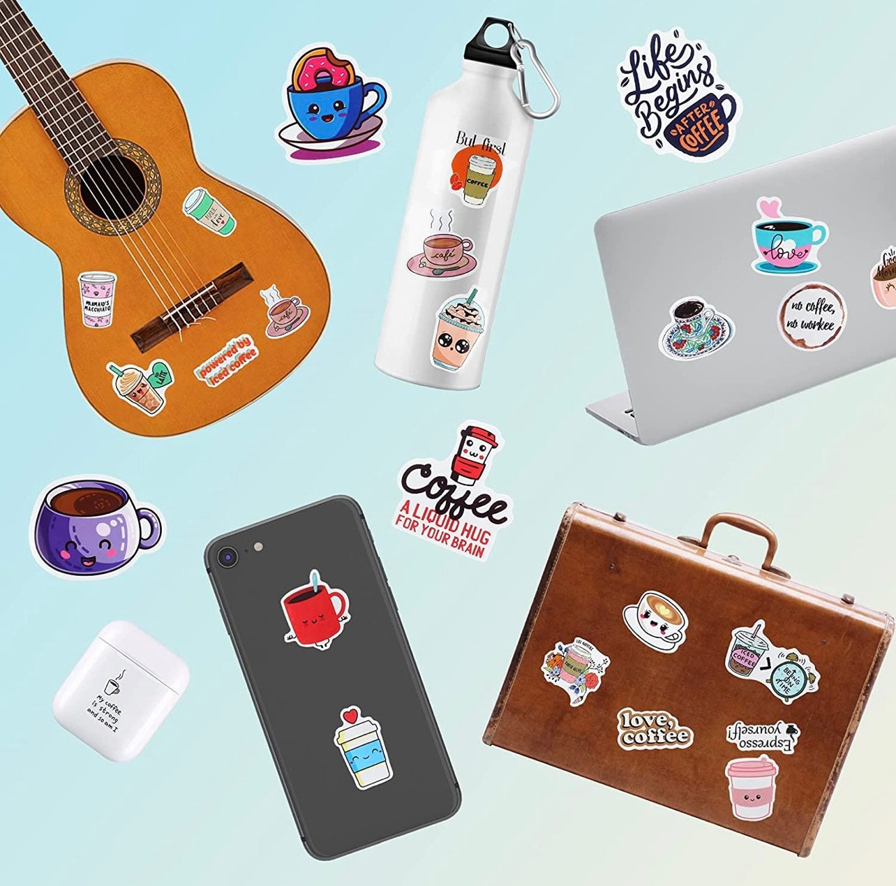 Coffee Sticker Pack Iced Coffee Stickers Water Bottle - Etsy