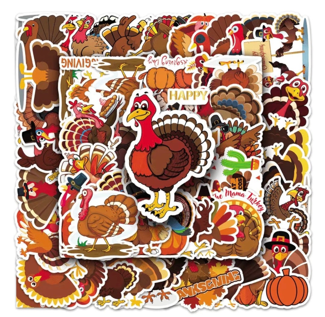 Waterproof Turkey Stickers, Thanksgiving Decals, 5-pack - Etsy