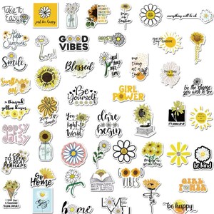 Daisy Sticker Pack, Flower Stickers, Vinyl Stickers, Decals, Fun ...