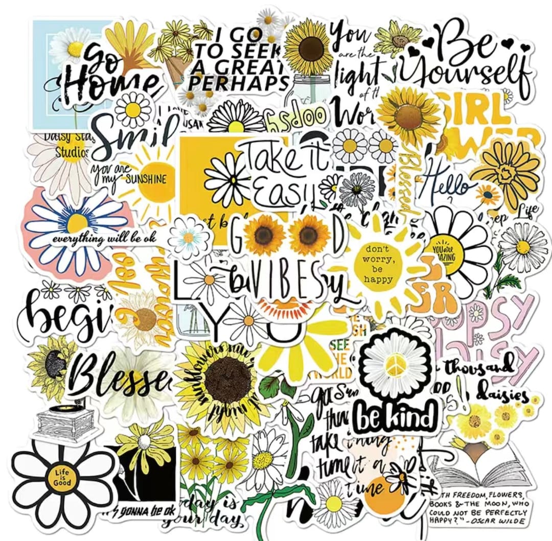 Daisy Sticker Pack, Flower Stickers, Vinyl Stickers, Decals, Fun ...