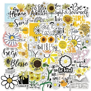 Daisy Sticker Pack, Flower Stickers, Vinyl Stickers, Decals, Fun ...