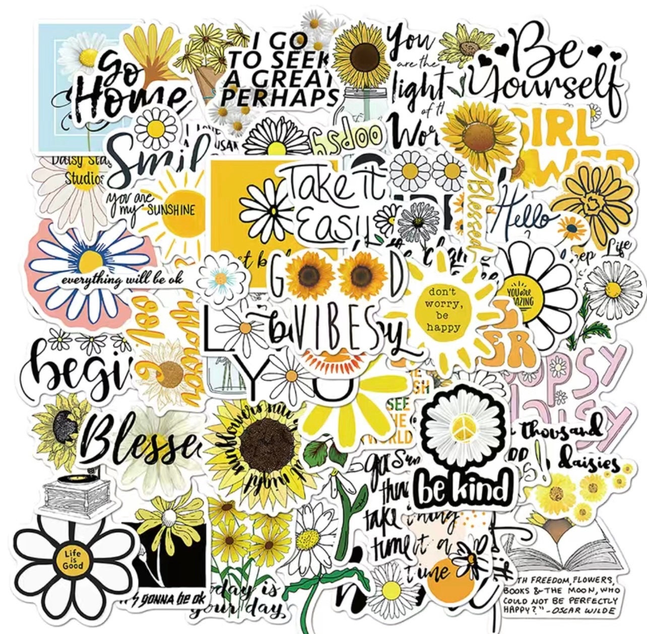 Daisy Sticker Pack Flower Stickers Vinyl Stickers Decals - Etsy