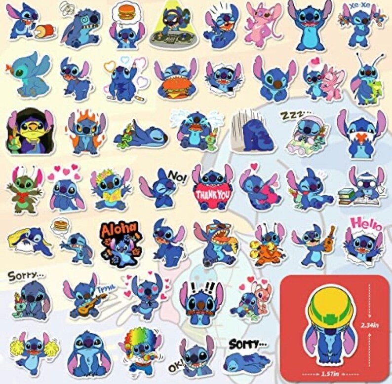 Stitch Sticker Pack Cartoon Stickers Cute Sticker Pack Laptop Decals ...