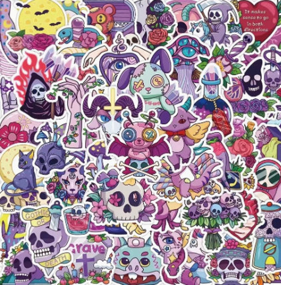 Purple Sticker Pack, Gothic Stickers, Vinyl Stickers, Decals, Fun ...