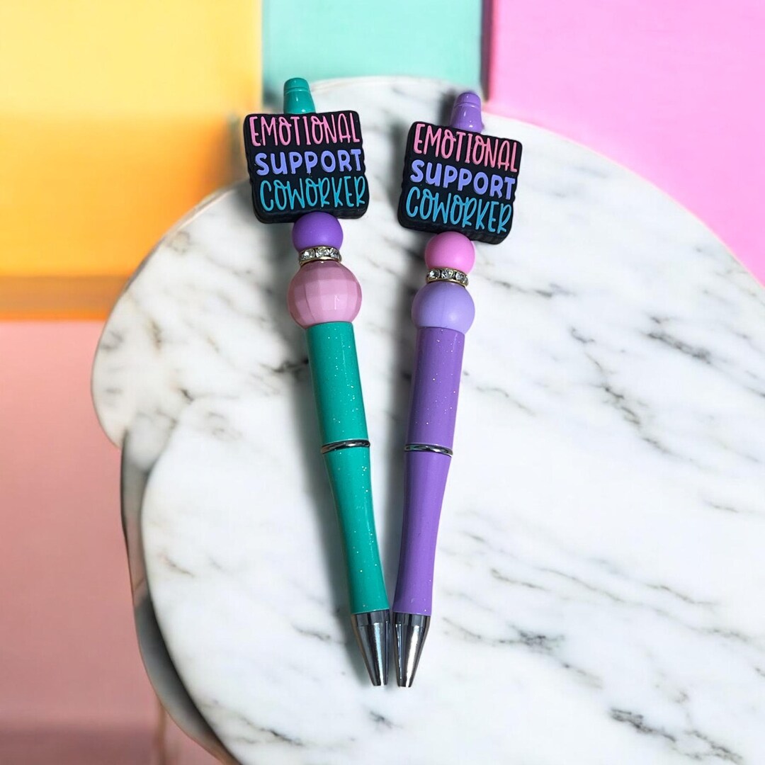 Emotional Support Coworker Pen, Beaded Twist Pen, Teal Quote Pen ...