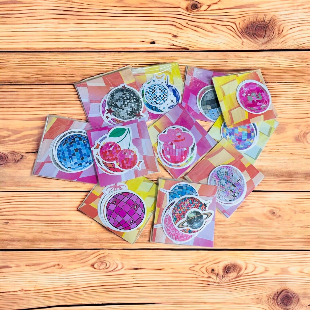 Disco Ball Vinyl Stickers – Pack of 5 Random Stickers – Fun Holographic ...