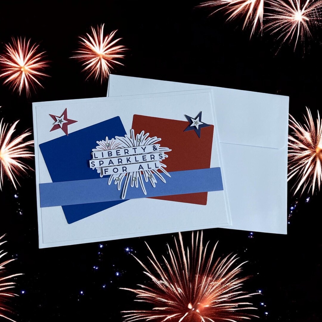 4th of July Card, Liberty & Sparklers, Patriotic Stationery - Etsy