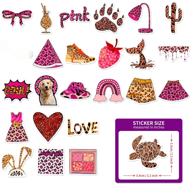 Pink Leopard Stickers, Funny, Cartoon, Aesthetics Decals Graffiti ...