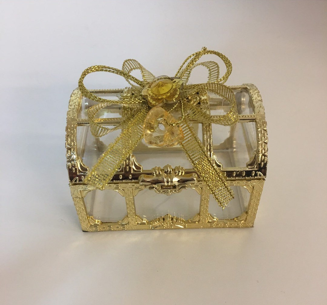 Treasure Box Gold and Clear Favor Box 6 Units - Etsy