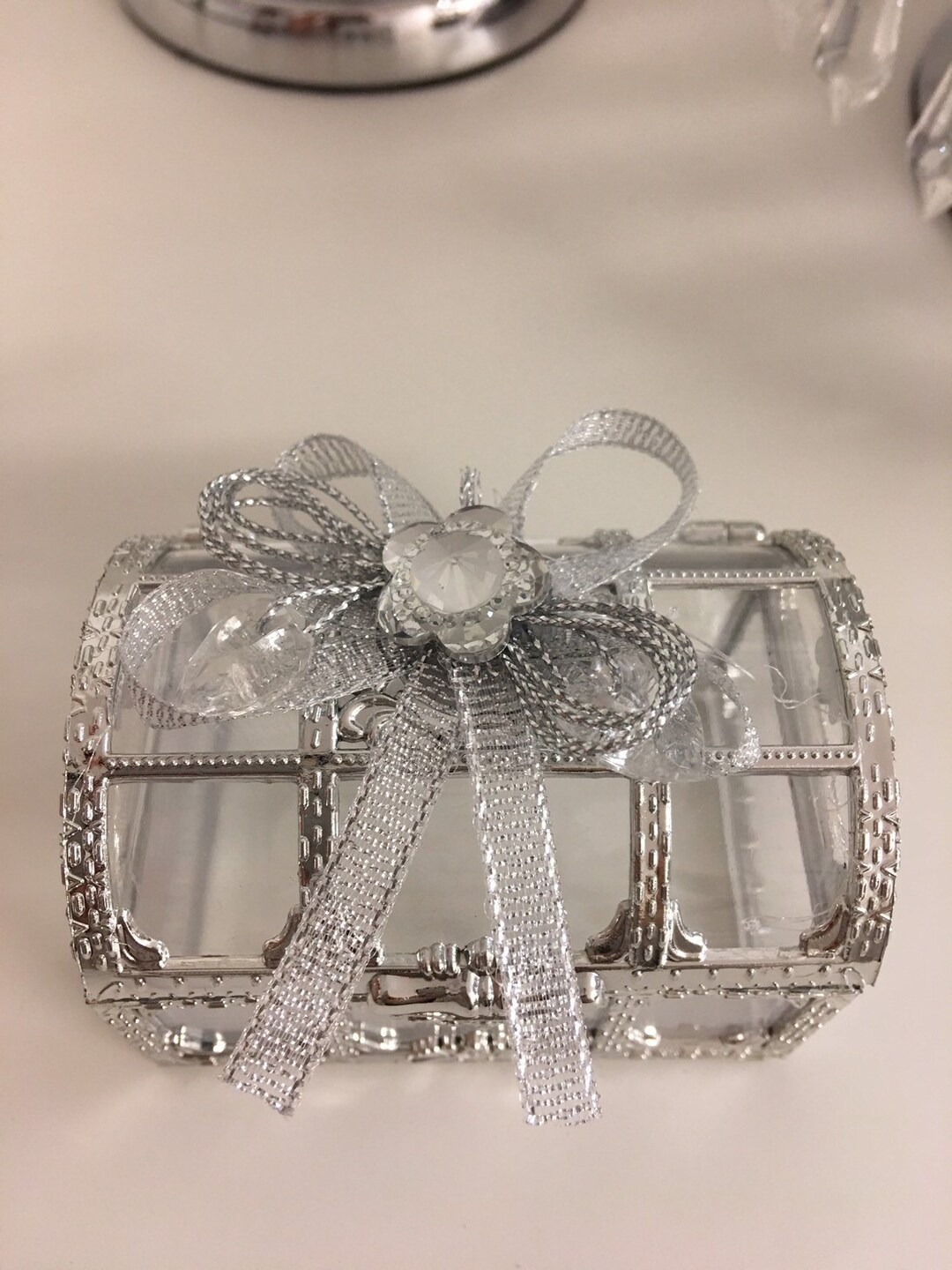 Treasure Box Silver and Clear Favor Box 6 Units - Etsy