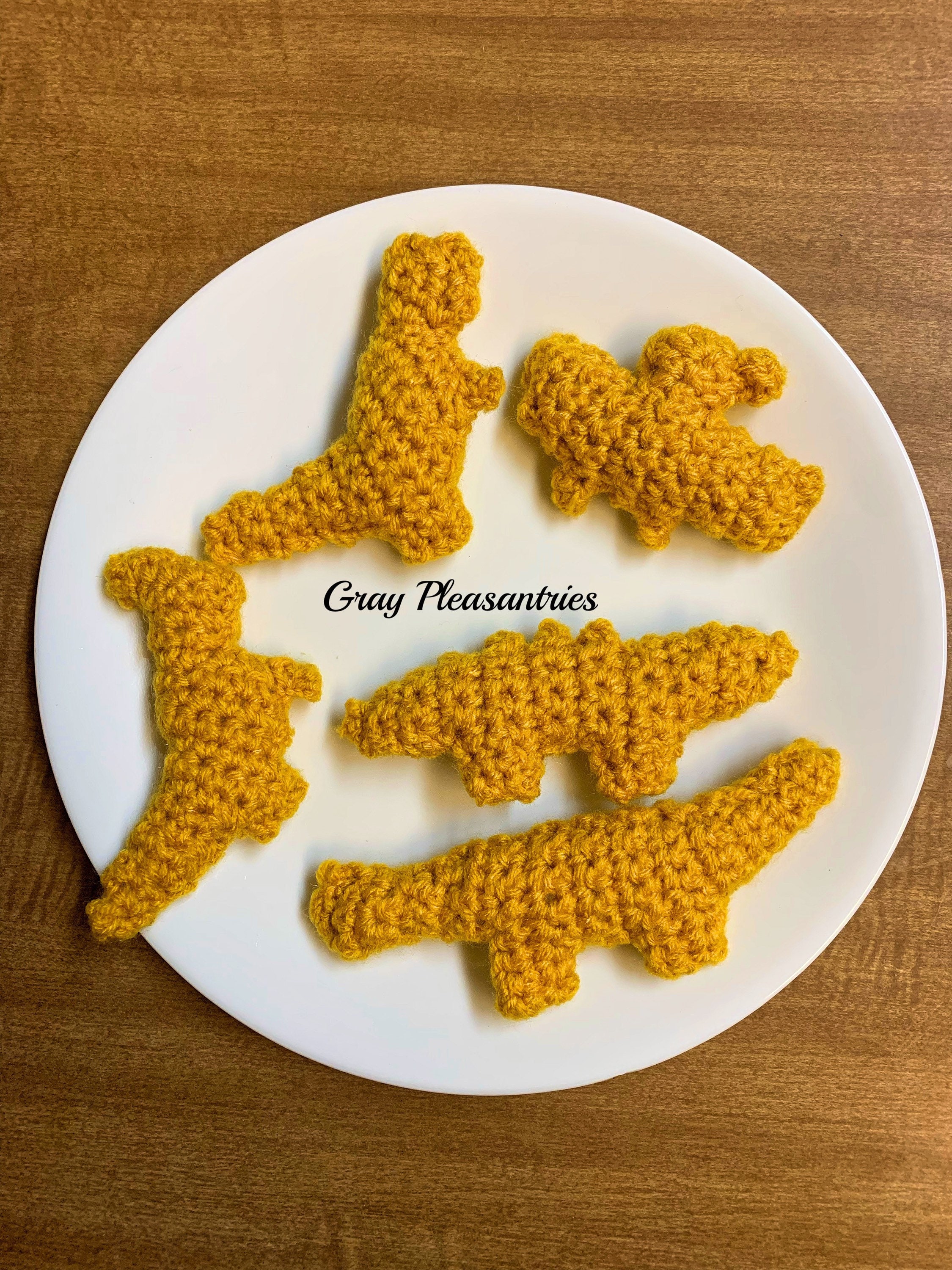 Crocheted Mini Dino Chicken Nuggets, Dinosaur Pretend Food, Buddy ...