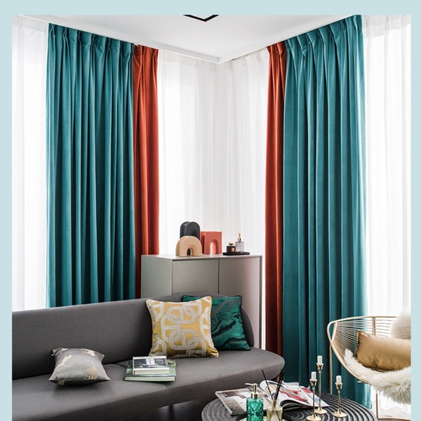 Two Colors Curtain - Etsy