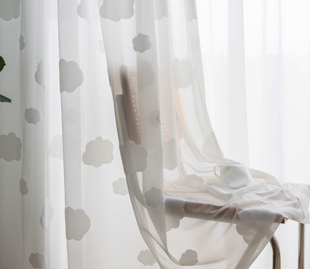 Custom Made 3D Dreamy Cloud Sheer Fabric Baby Room Lightweight Curtains ...