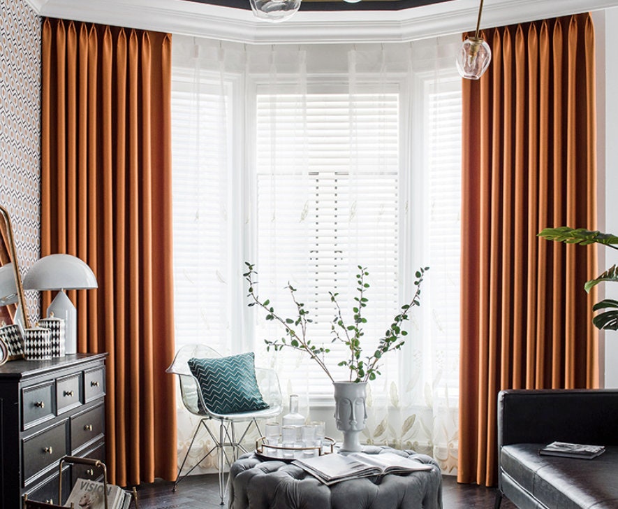 Home & Living 8 colors custom made solid Premium Silky Sateen Curtain ...