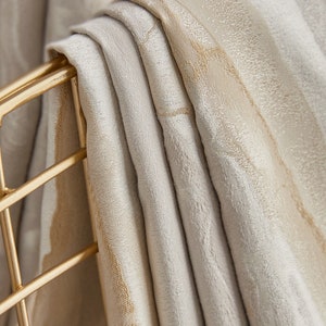 PAIR of Custom Made Drape Abstract Stone Marble Look Curtain Latte Gold ...