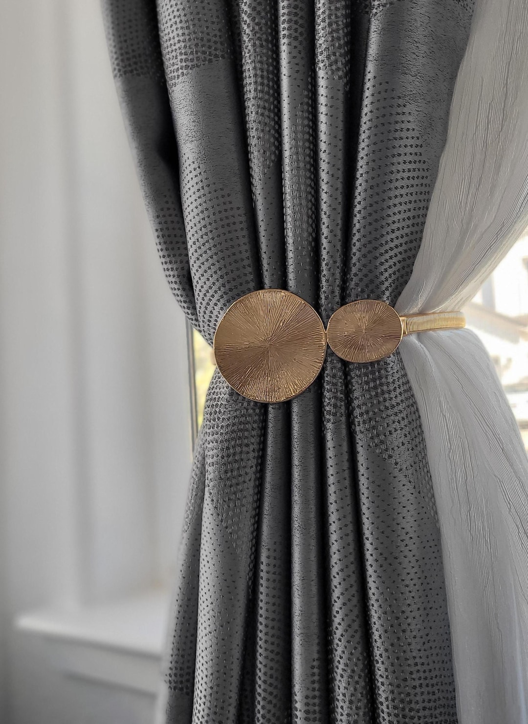 Pair of Metal Modern Drape Tie Back Curtains, Decorative Holdbacks ...