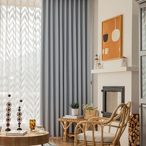 Extra Long Custom Made Drapes Luxury Drapery Embossed Chevron Pattern ...
