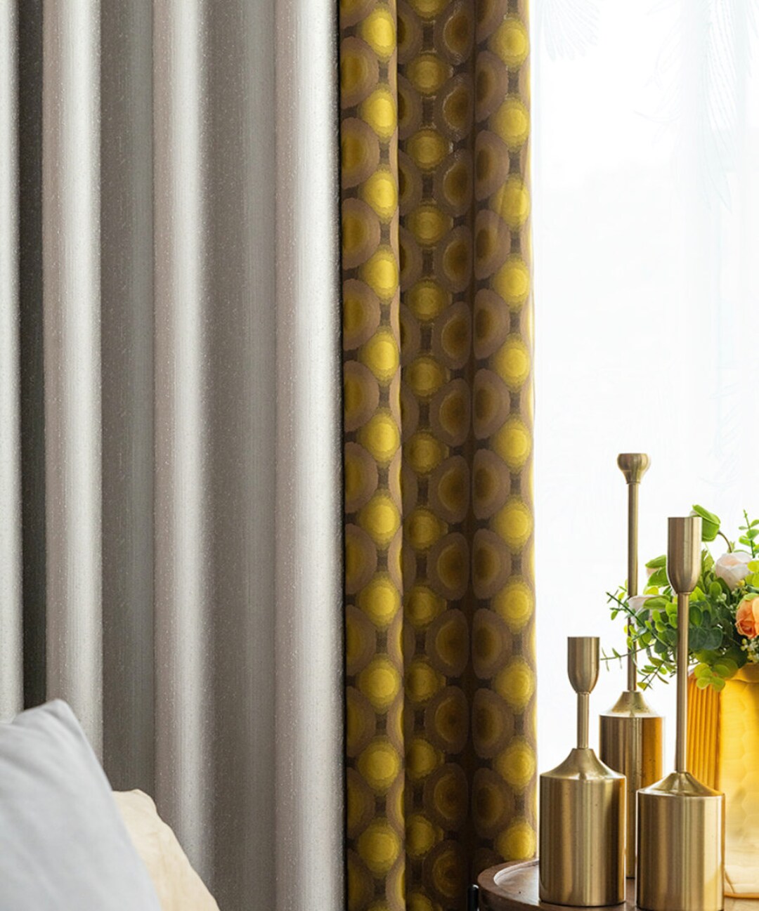 Unique Two Tone Curtain Modern Decorative Window Custom Made Drape ...