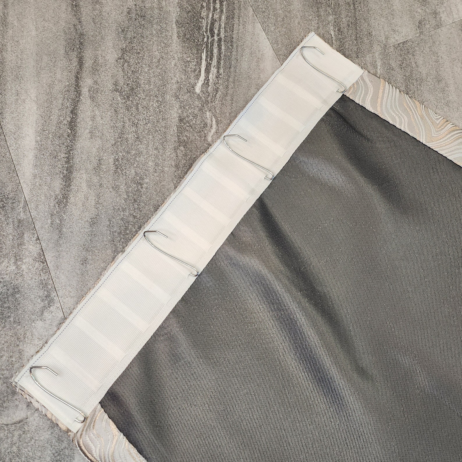 Two Pieces 20"w X 104"l Finished Fabric Silver Grey Metallic Curtain ...