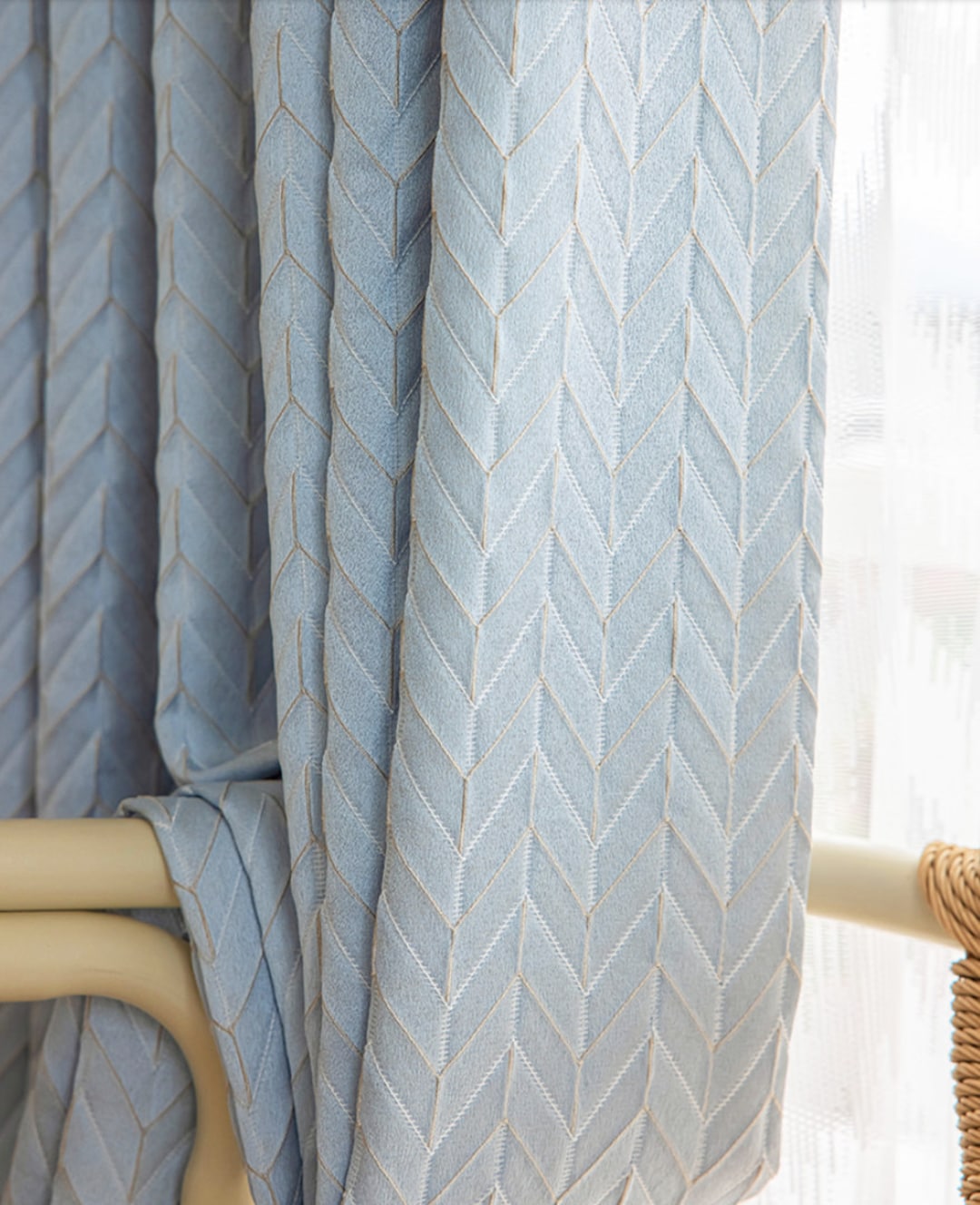Extra Long Custom Made Drapes Luxury Drapery Embossed Chevron Pattern ...