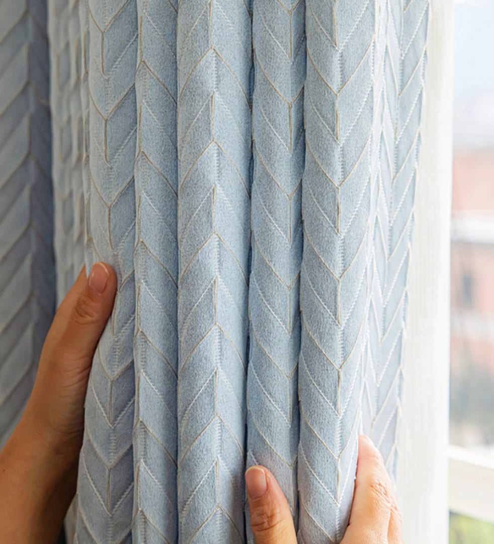 Extra Long Custom Made Drapes Luxury Drapery Embossed Chevron Pattern ...