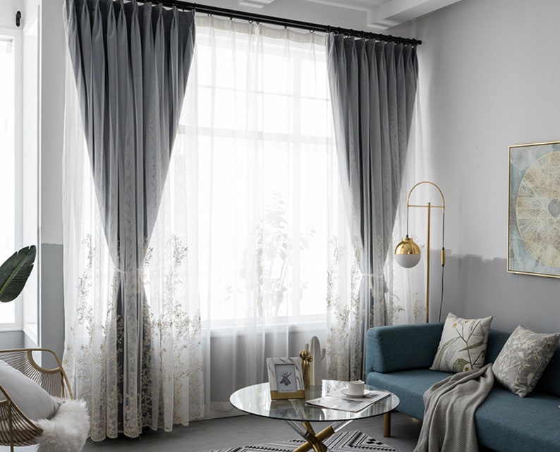 5 Colors Custom Made Two Layer Embroidery Lace Sheer Blackout - Etsy