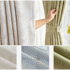 High-end Custom Curtain Drapery Elegant Embroidery Leaf Pattern Classic ...