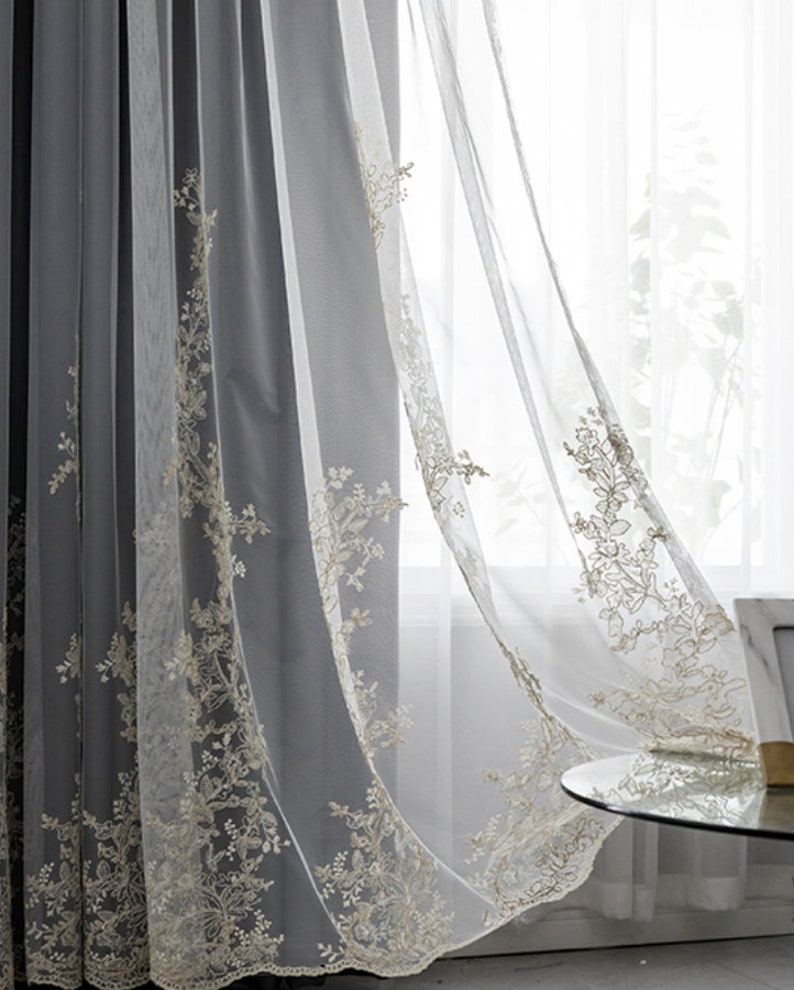 5 Colors Custom Made Two Layer Embroidery Lace Sheer Blackout - Etsy