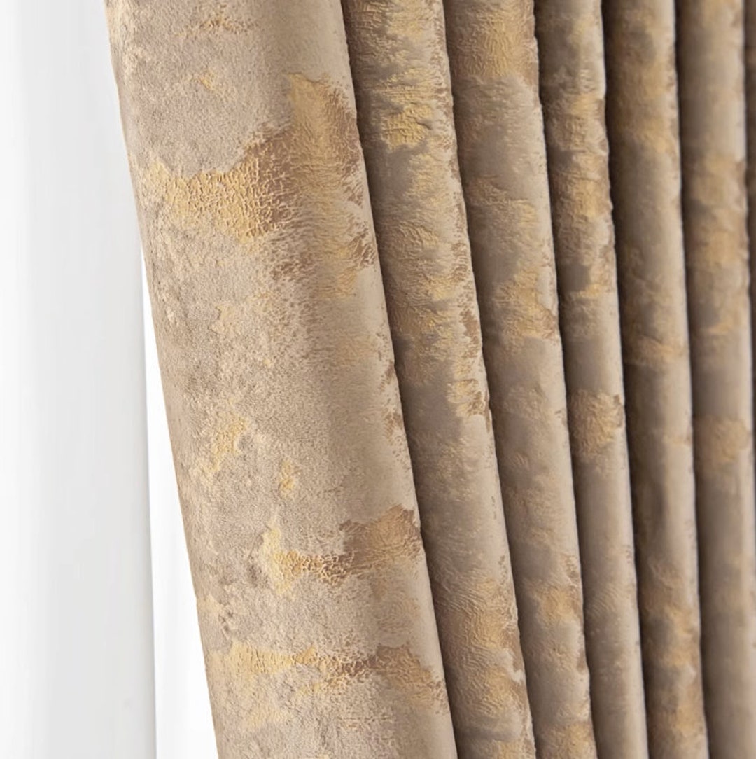 Extra Long Drape Abstract Gold Metallic Custom Drapery Velvet Fabric ...