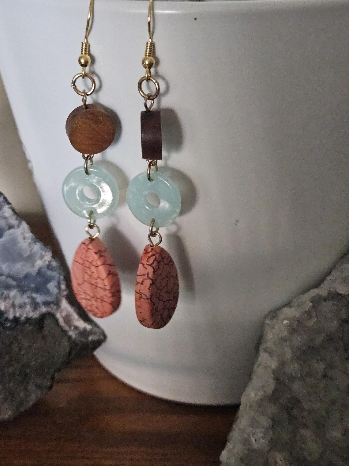 Stunning Boho Style Mixed Media Drop Earrings - Etsy