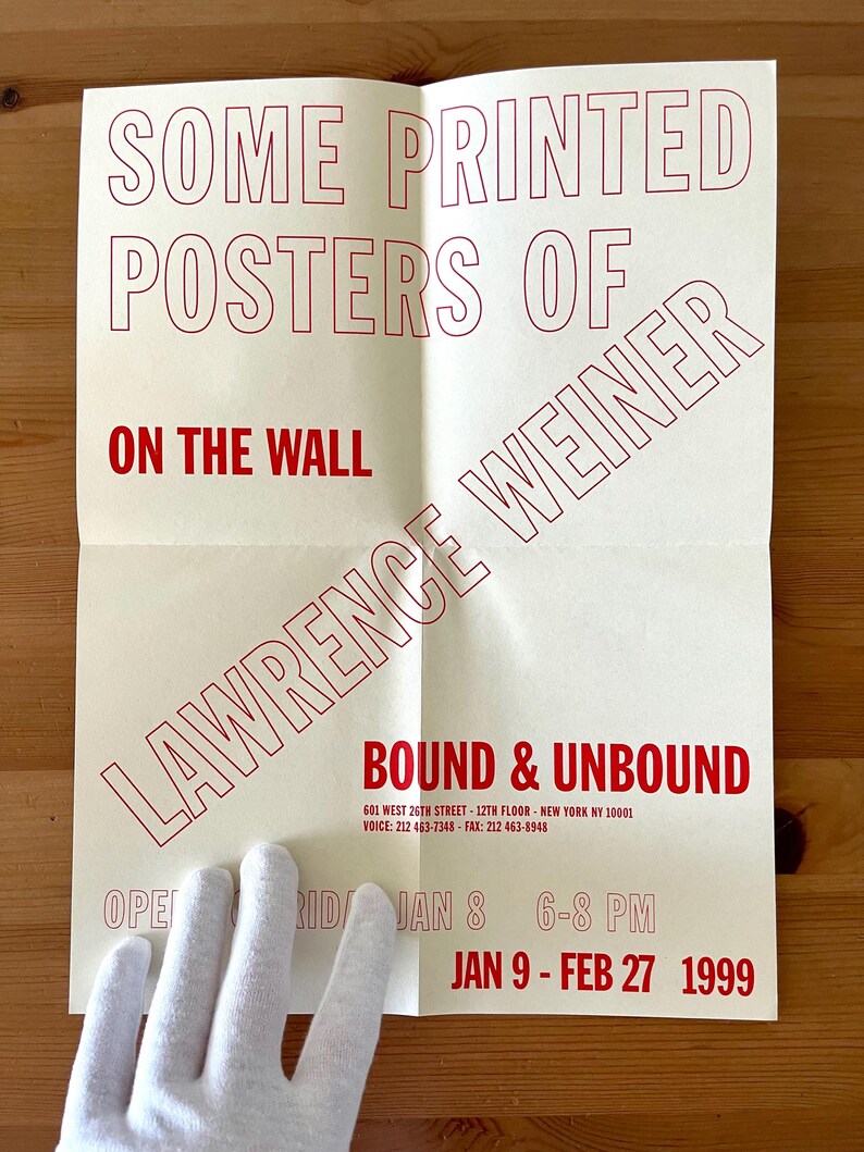 Vintage Exhibition Poster Original Lawrence Weiner 1999 Authentic Contemporary Art From Show in ...