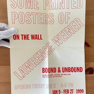Vintage Exhibition Poster Original Lawrence Weiner 1999 Authentic Contemporary Art From Show in ...