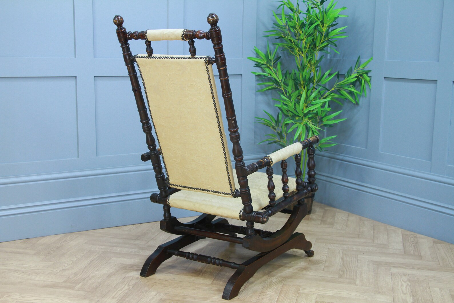 Antique Edwardian Upholstered American Turned Rocking Chair - Etsy
