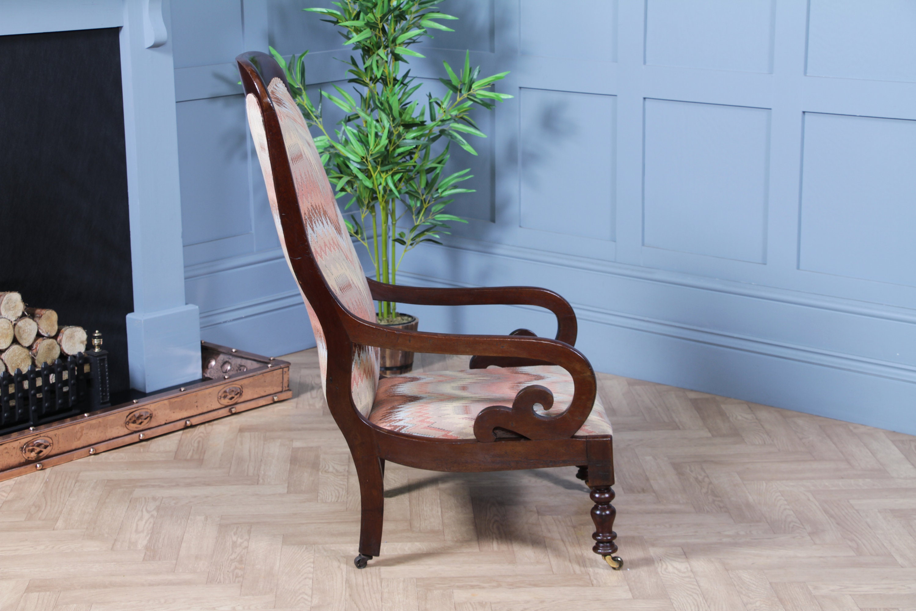 Antique Original Victorian Upholstered Mahogany Fireside Armchair Easy Chair Etsy