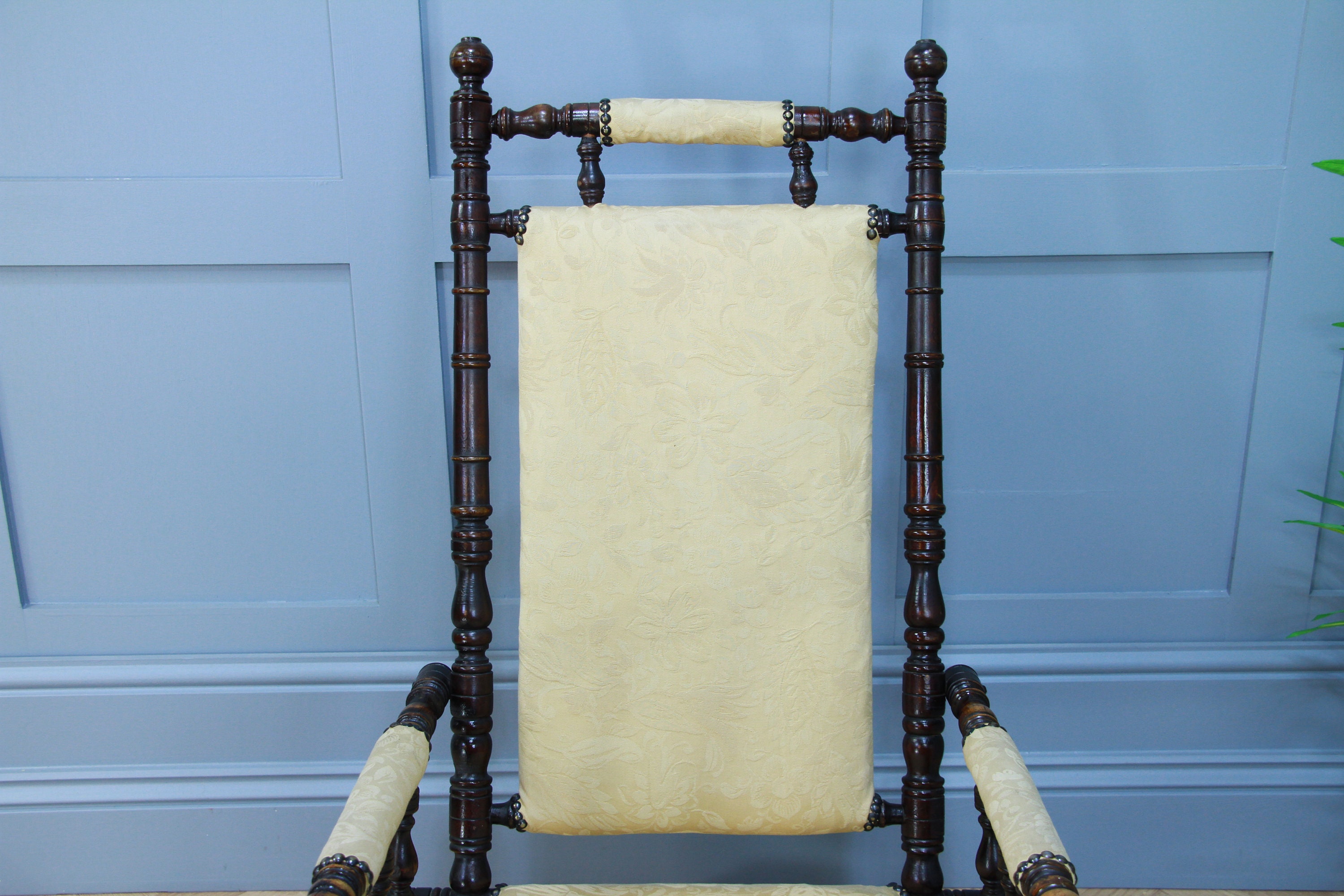 Antique Edwardian Upholstered American Turned Rocking Chair - Etsy