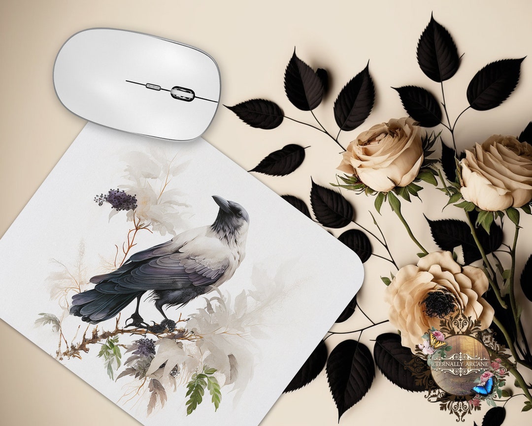 Raven Mouse Pad Witch Office Decor Witch Aesthetic Bird Lover Gift ...