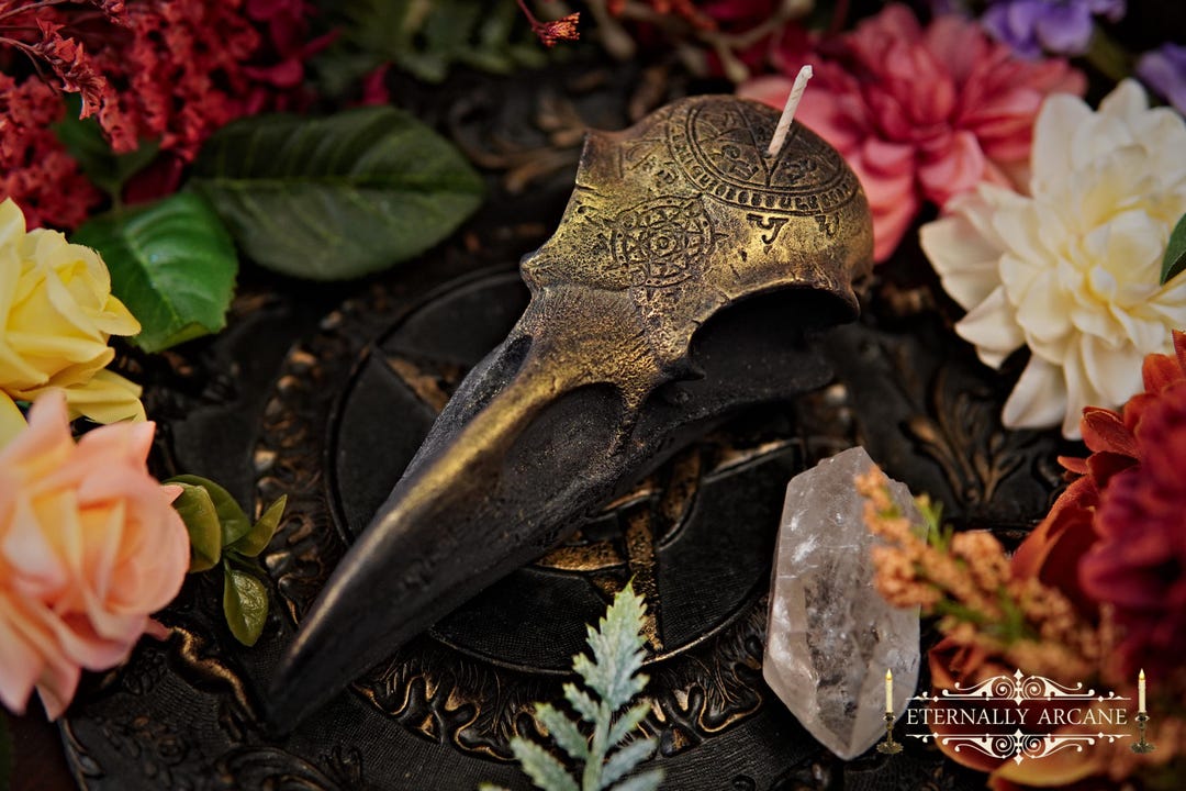 Raven Skull Candle ~ Crow Candle | Skull Candle | Gothic Candle ...
