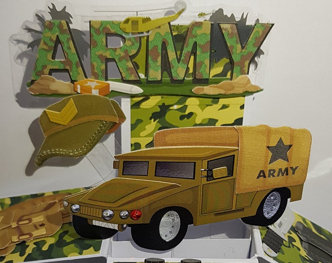 Army Pop up Box Cardhappy Birthday Pop up Boxfather's - Etsy