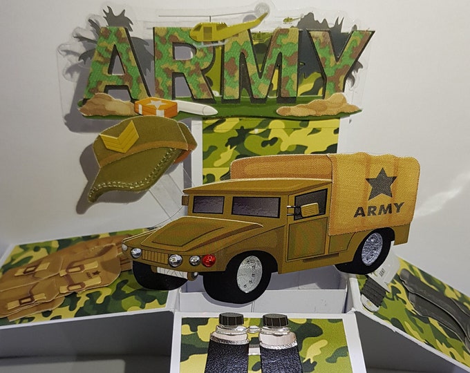 Army Pop up Box Cardhappy Birthday Pop up Boxfather's Day Pop ...