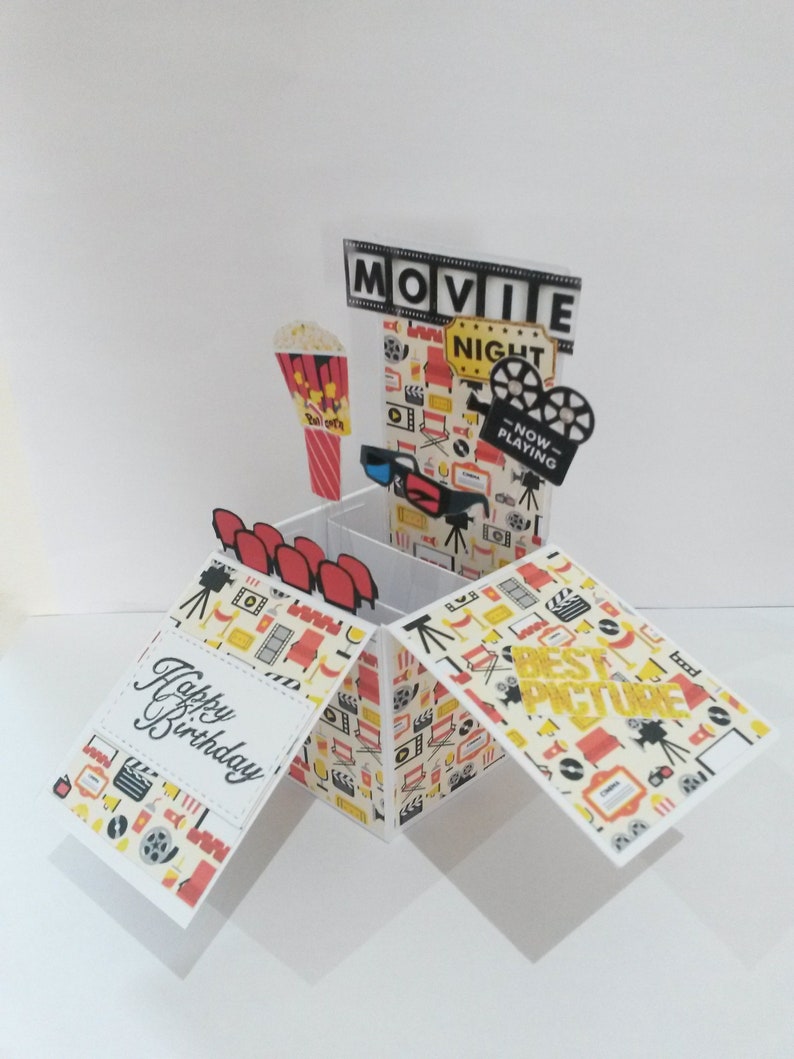 Movie Night Pop up Box Card*cinema Pop up Box*happy Birthday Pop Up ...