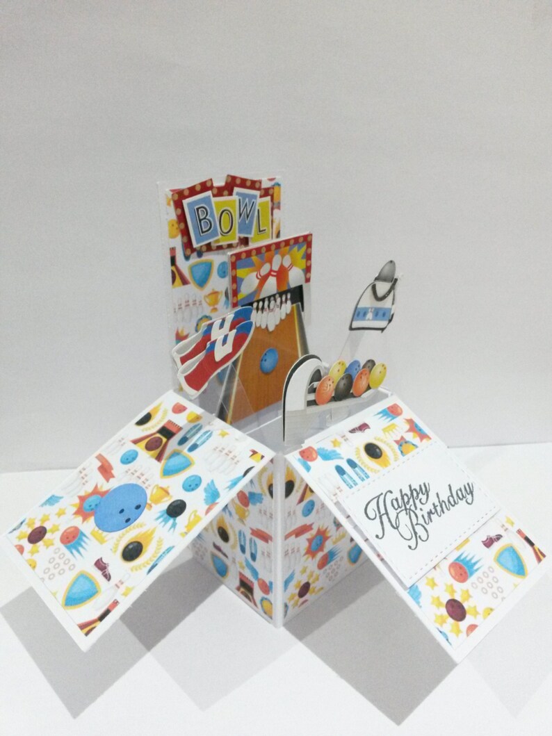 Bowling Pop up Box Card*happy Birthday Pop Up* Father's Day Pop Up*son ...