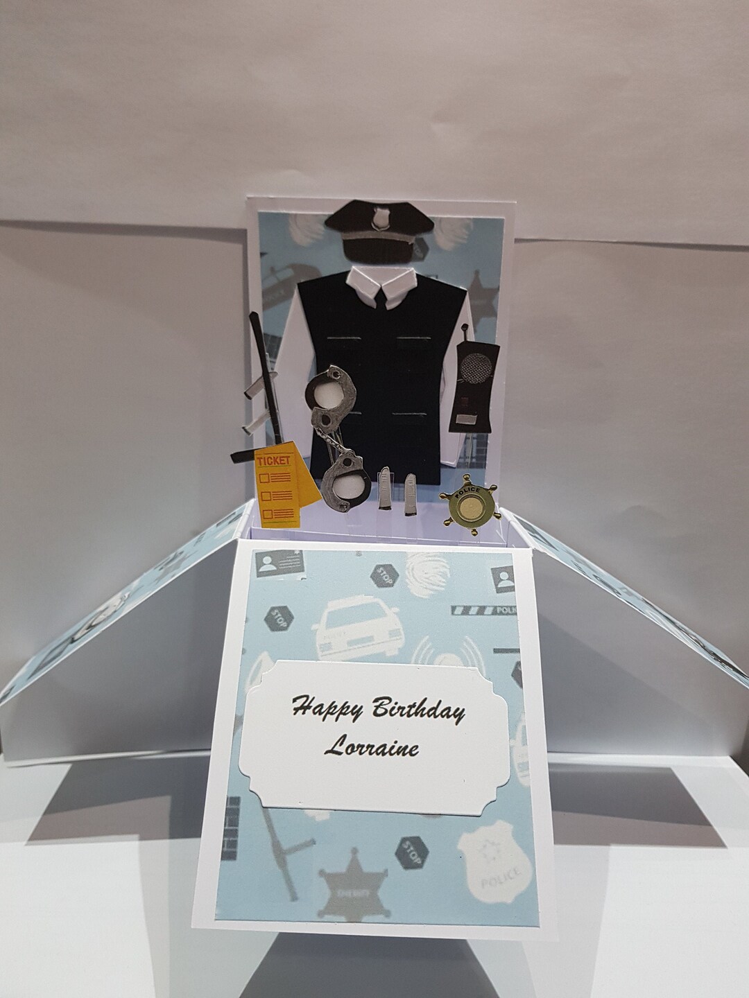 Police Pop up Box Card* Happy Birthday* Father's Day*mother's Day ...
