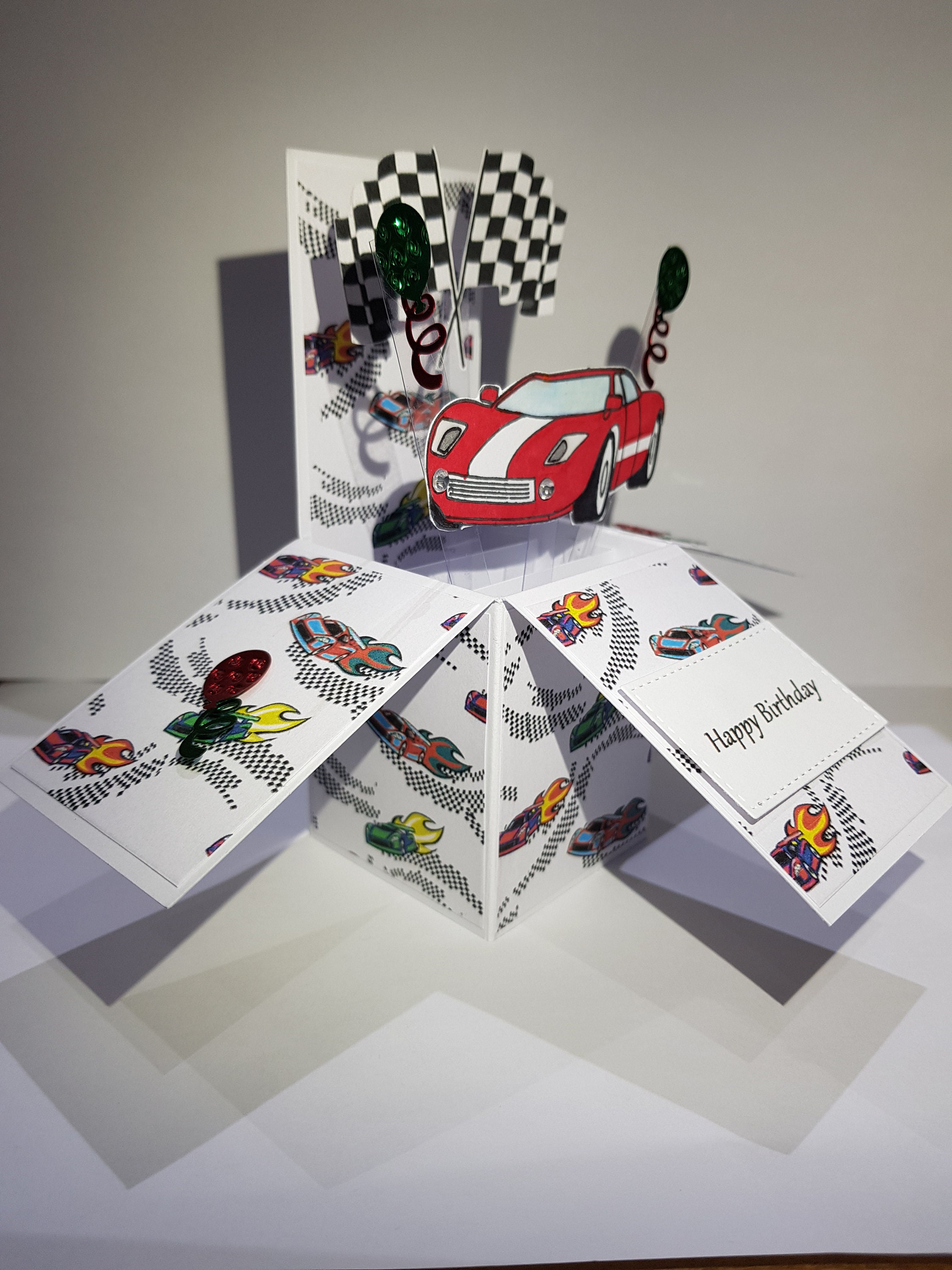 Racing Car Pop up Card*happy Birthday Pop Up*well Done Pop Up ...
