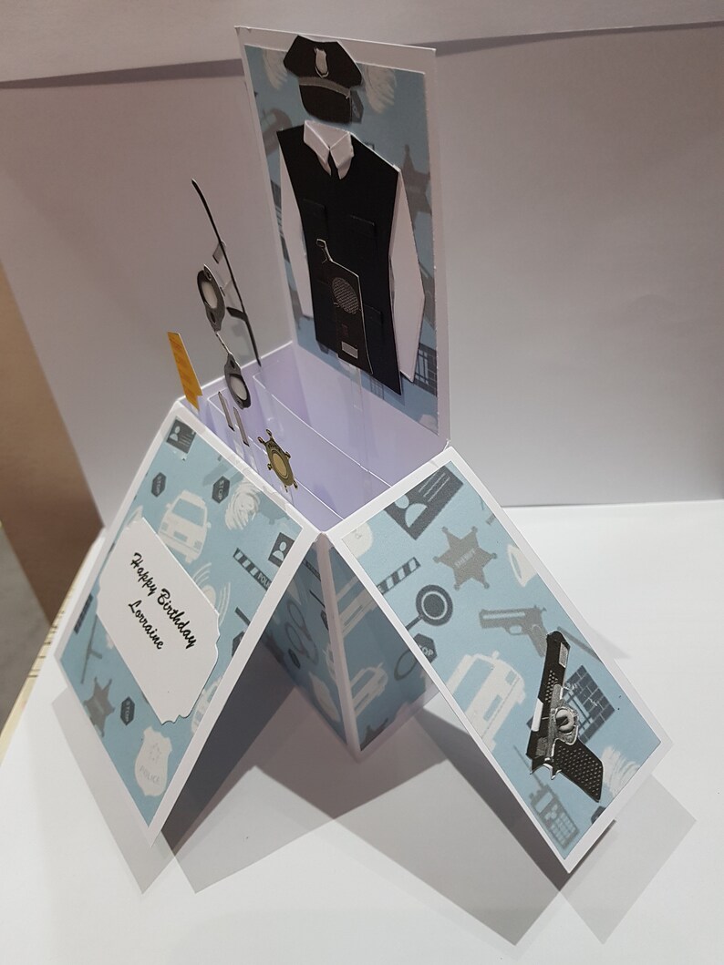 Police Pop up Box Card* Happy Birthday* Father's Day*mother's Day ...