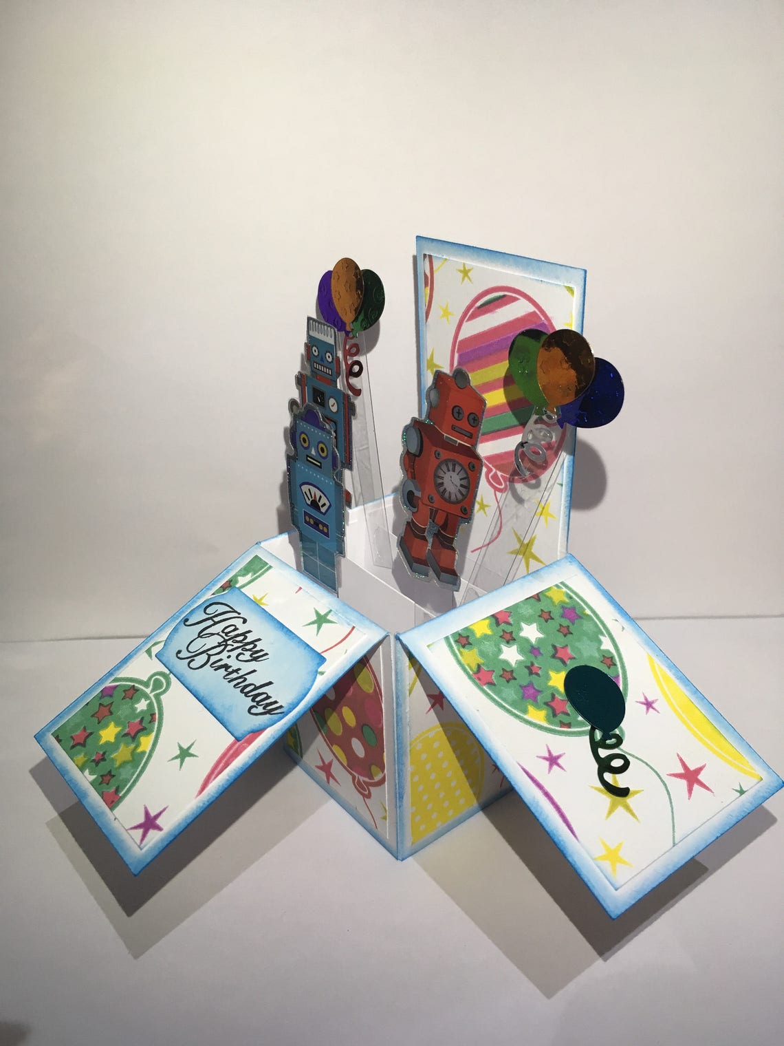 Robot Pop up Box Cardhappy Birthday Pop up Cardkids Fun Pop up ...