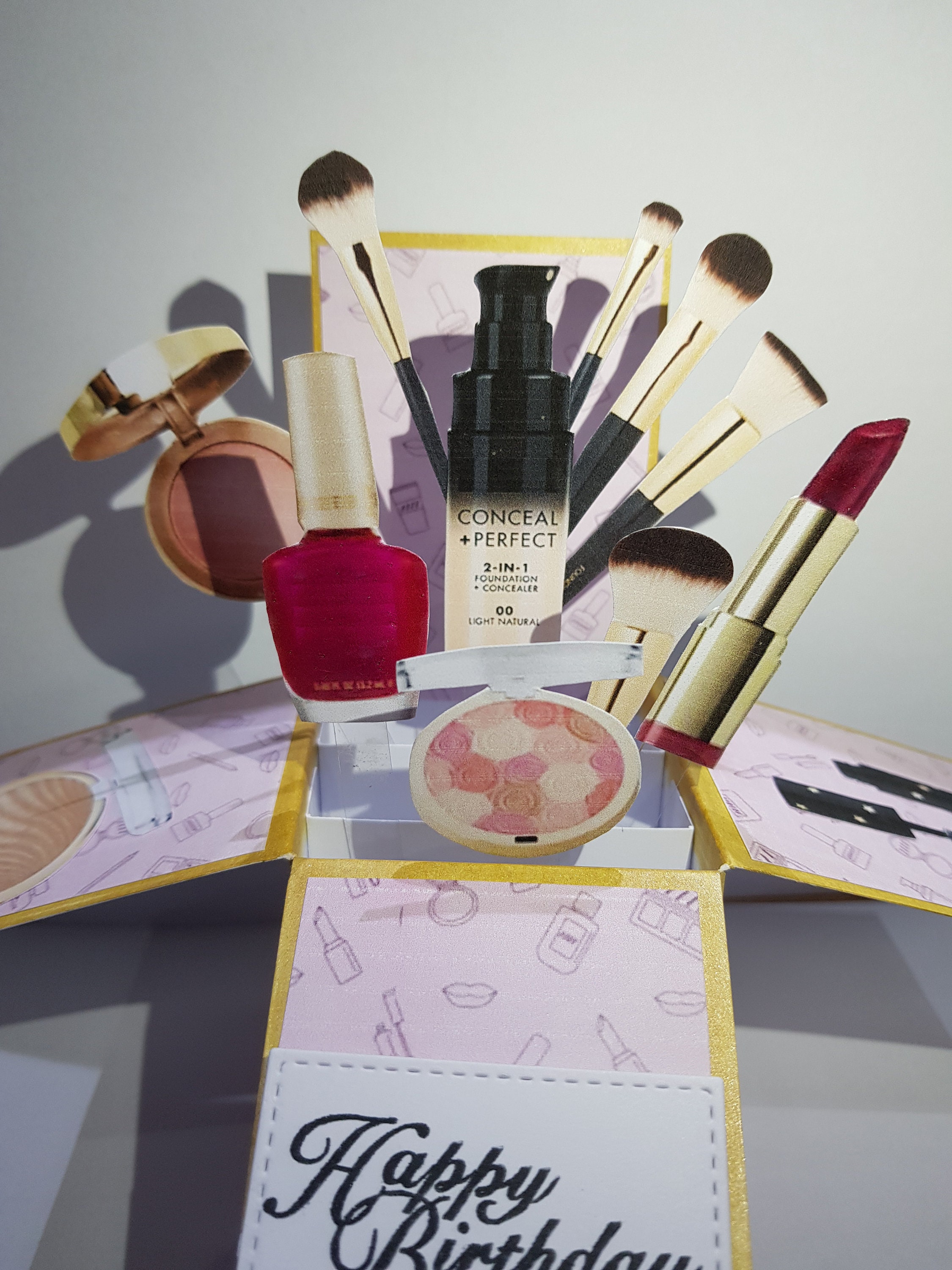 Make-up Pop up Box Card3d Pop Uphappy Birthday Pop - Etsy